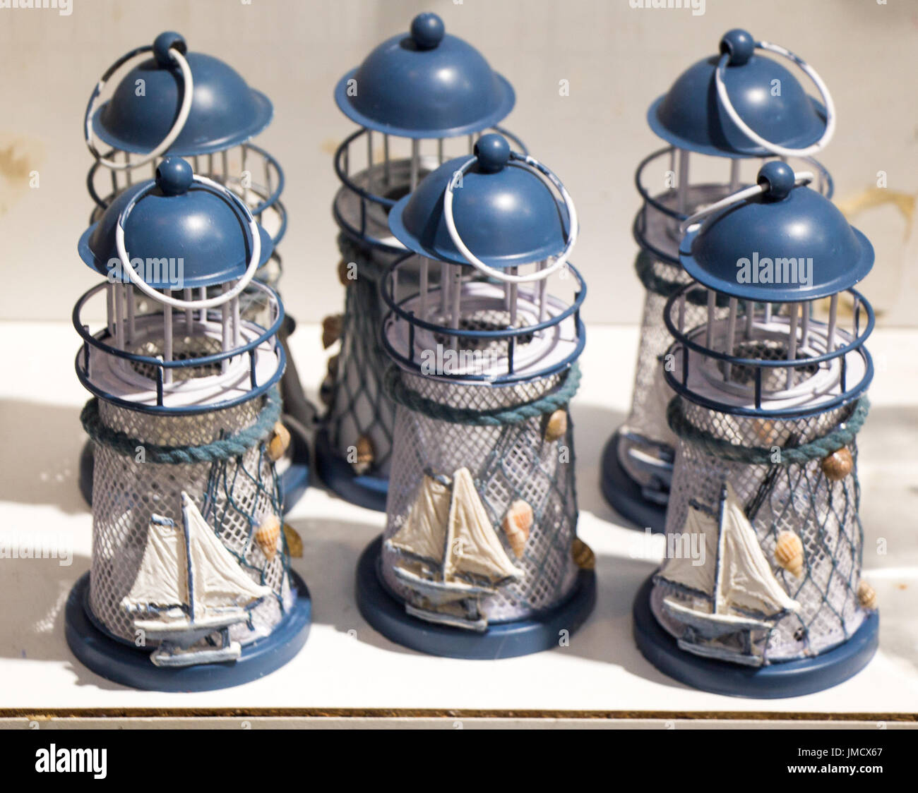 Set of Little handmade model lighthouses Stock Photo - Alamy
