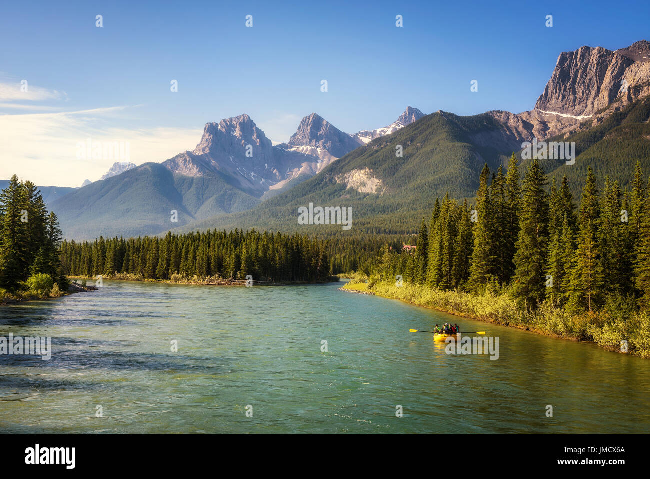 Rafting on the Bow River in Banff National Park near Canmore in the ...