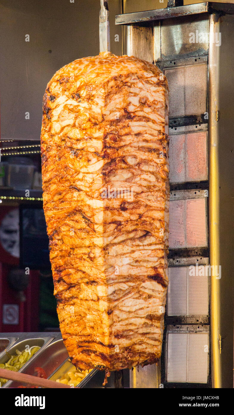 Traditional Turkish Doner Kebab on pole Stock Photo - Alamy