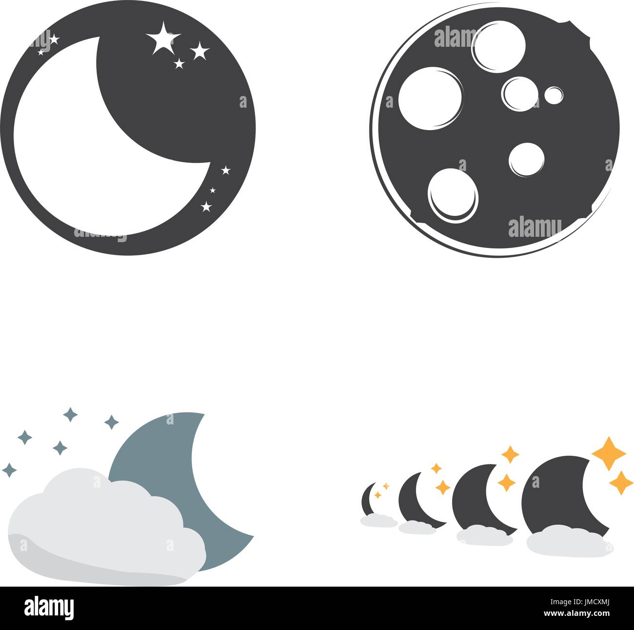 Set of moon icons Stock Vector Image & Art - Alamy