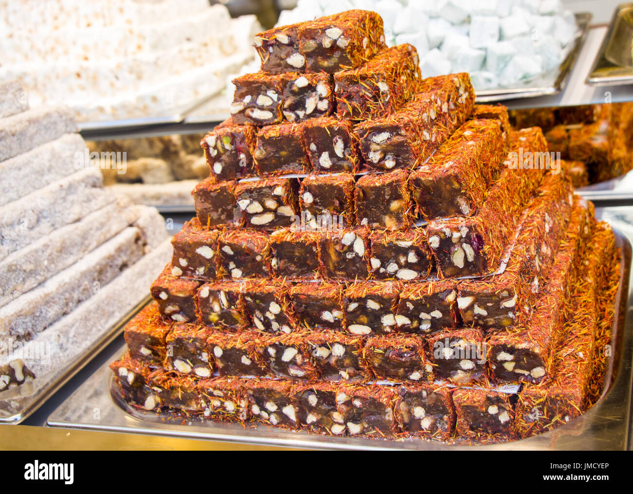 Load of traditional turkish delight rahat lokum Stock Photo - Alamy