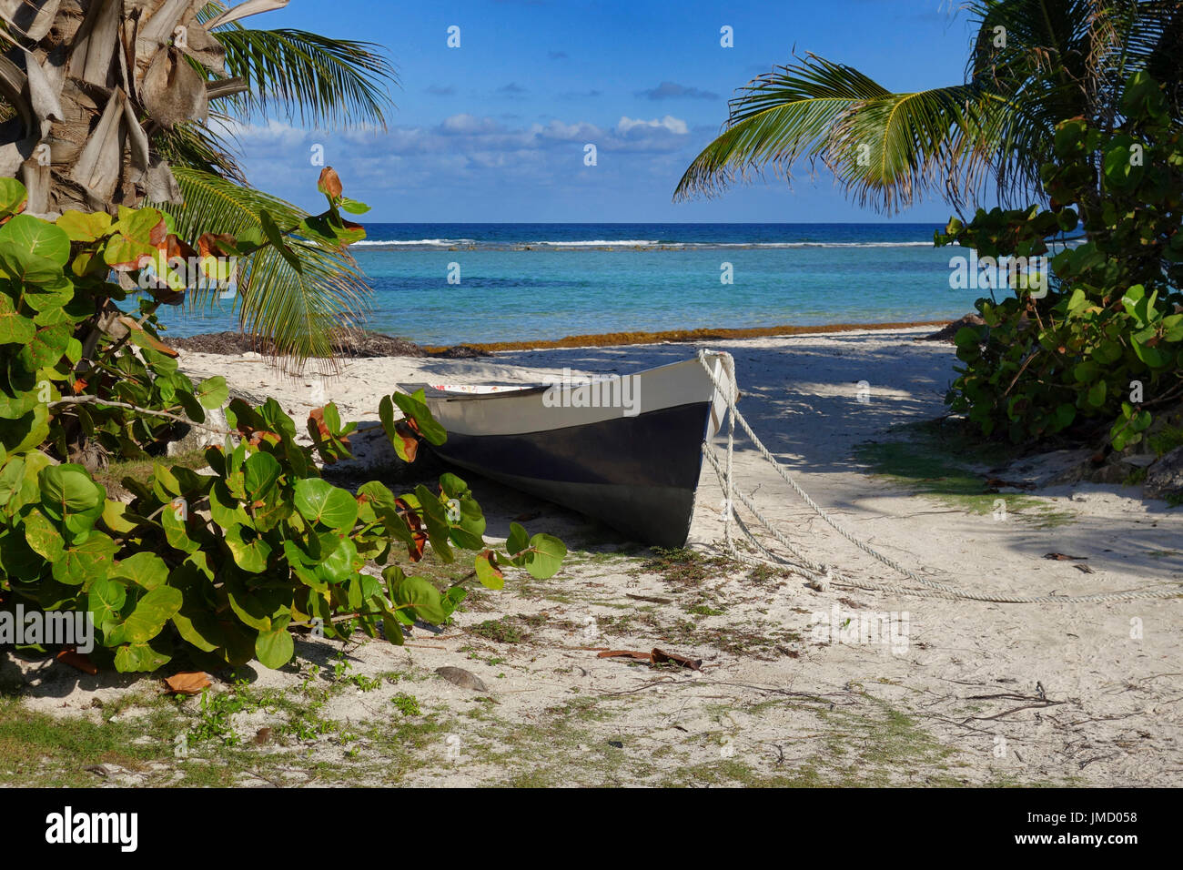 Small fishing boat, Costa Maya, Mahahual, Mexico Stock Photo - Alamy
