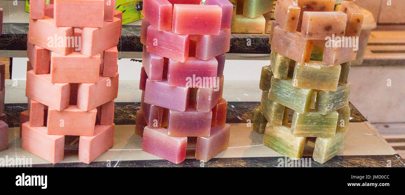 Collection of bars of fragrant hand made organic soap Stock Photo - Alamy