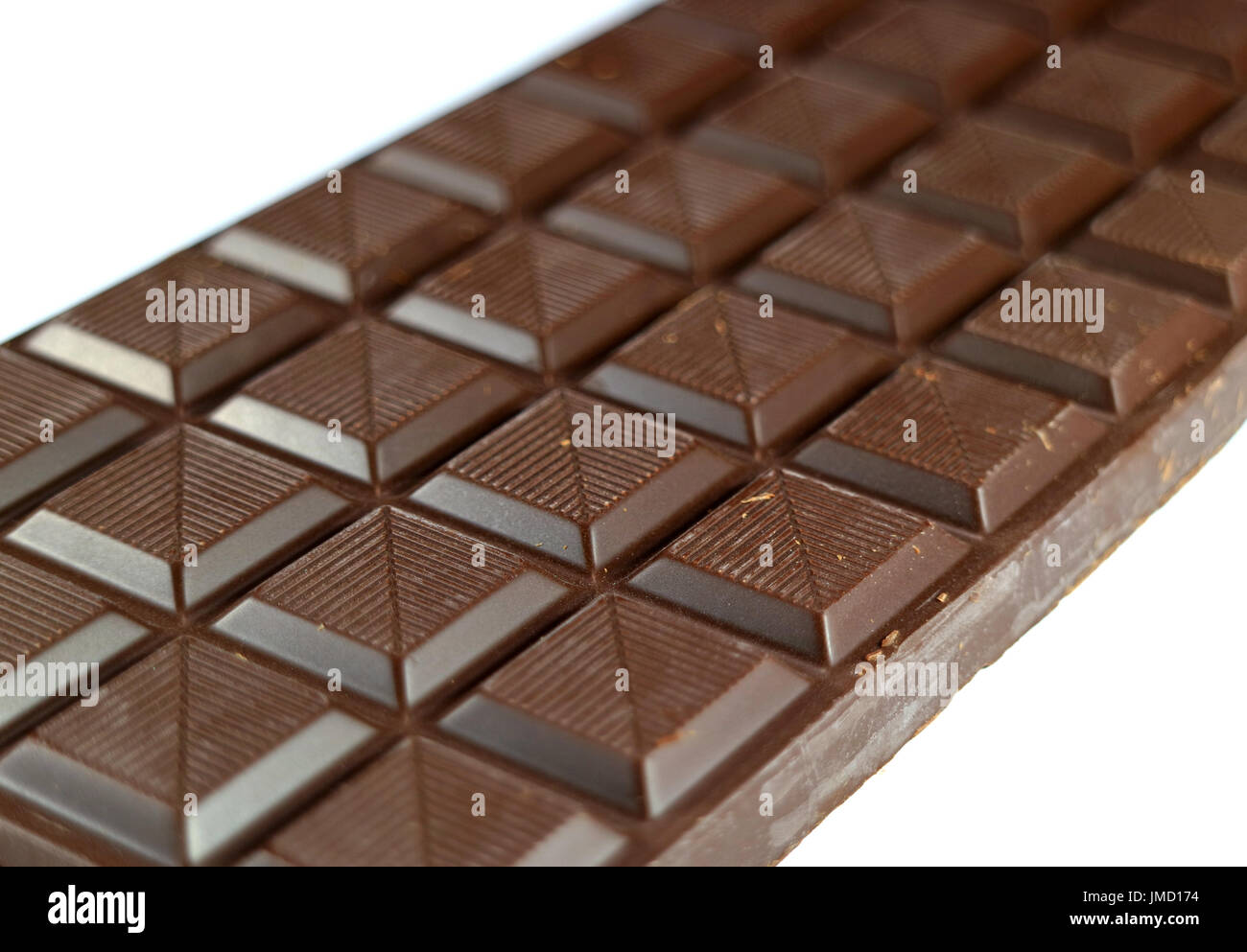Closed up chocolate bar isolated on white background with selective ...