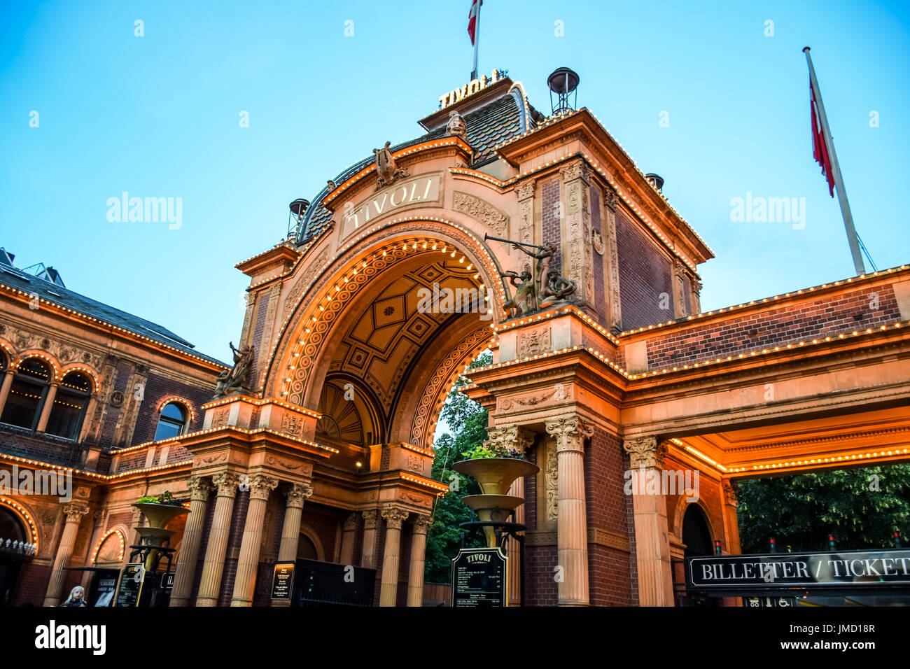 COPENHAGEN, DENMARK - JULY 20: Tivoli gardens, a famous amusement park ...