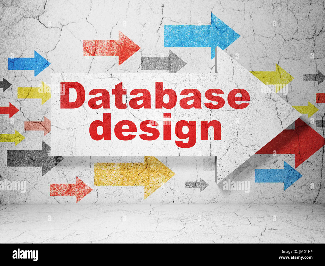 Database concept: arrow with Database Design on grunge wall background ...