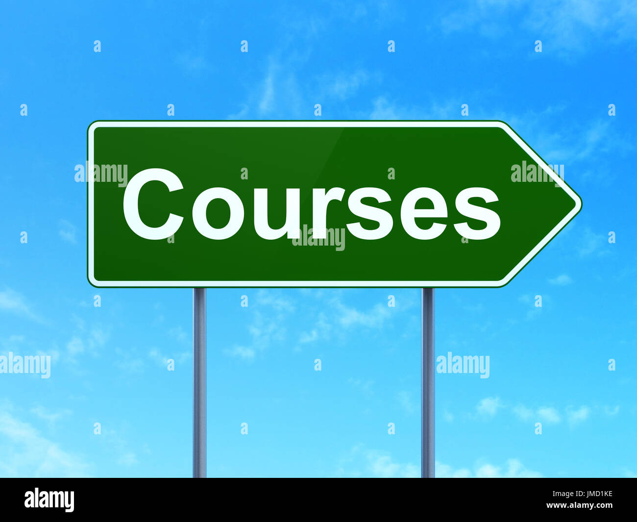 Learning concept: Courses on road sign background Stock Photo - Alamy