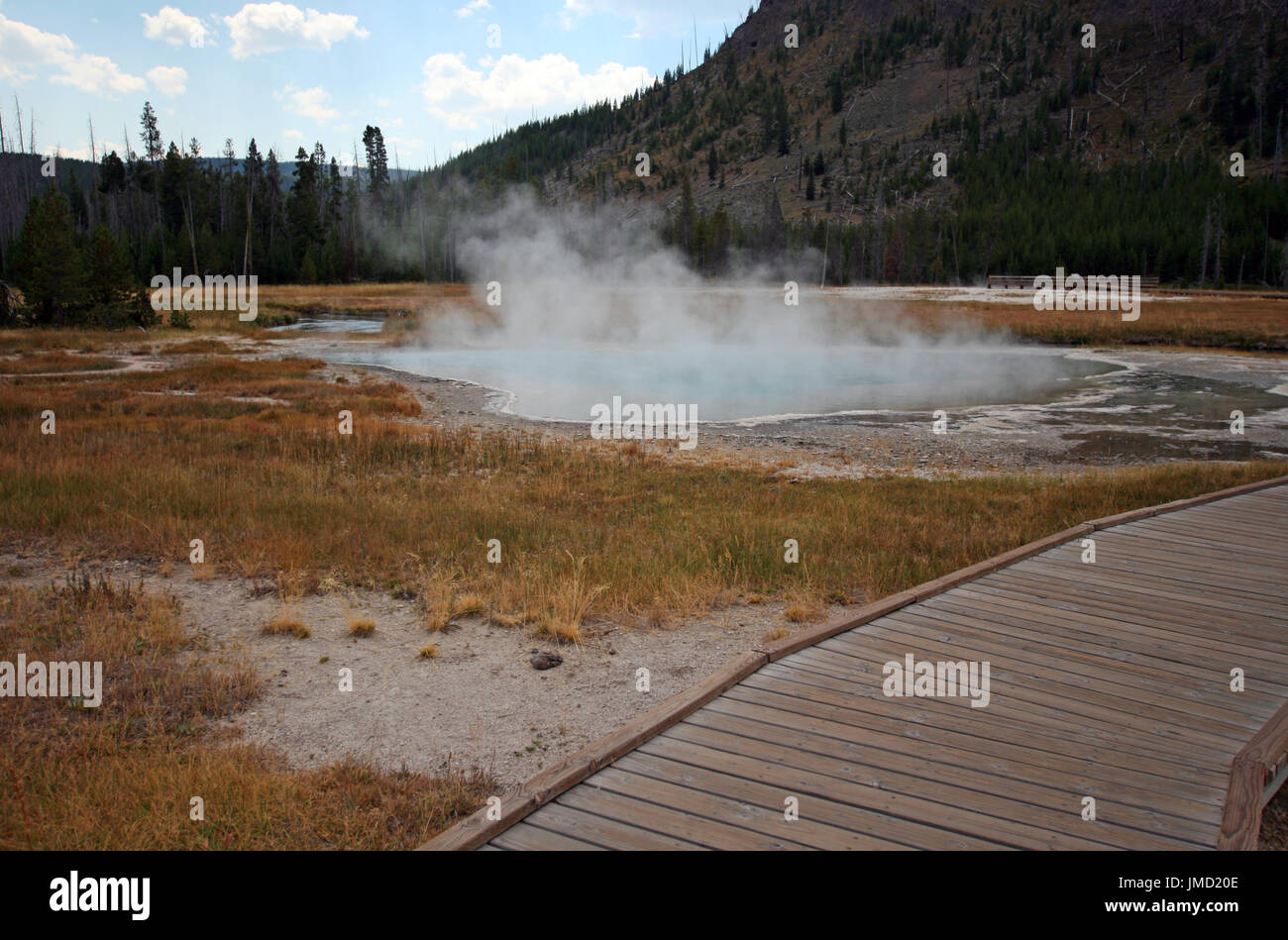 Wooden Observation Walkway through Black Sand Geyser Basin in ...