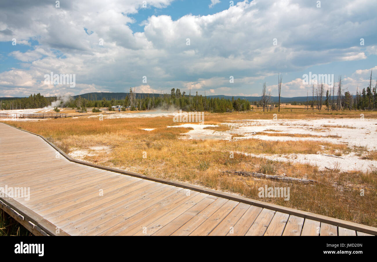 Wooden Observation Walkway through Black Sand Geyser Basin in ...