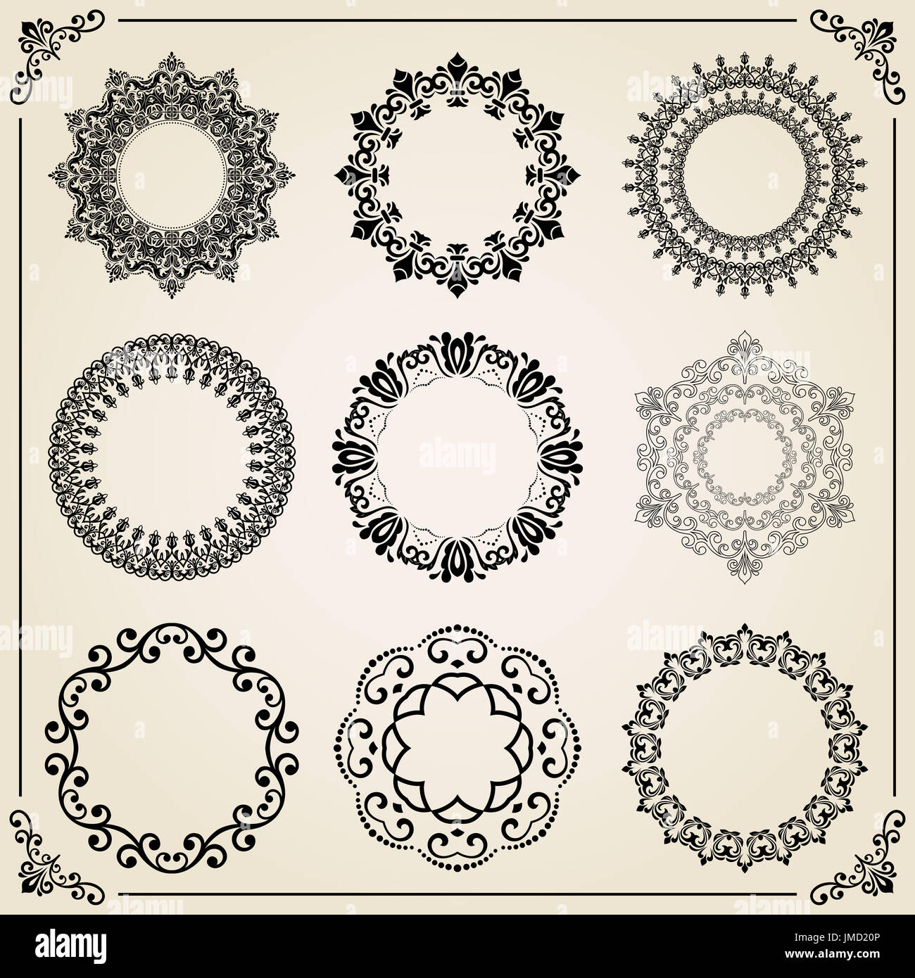 Vintage Set of Round Elements Stock Photo - Alamy