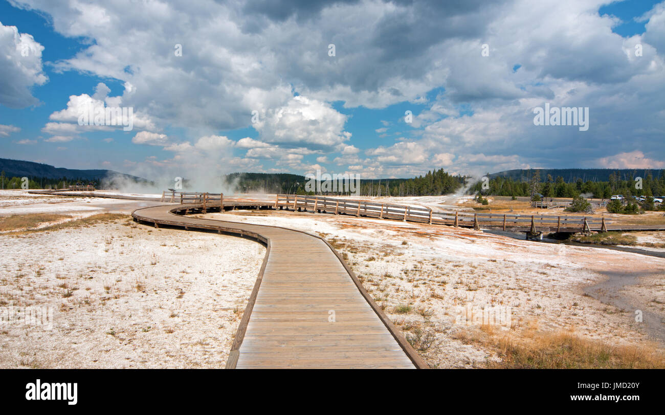Wooden Observation Walkway through Black Sand Geyser Basin in ...