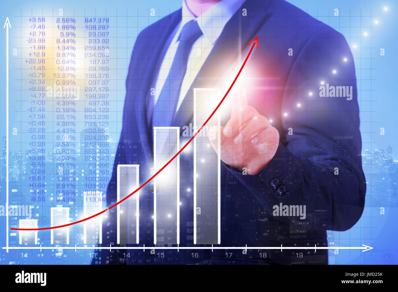 A man in the suit shows with a finger a growth course Stock Photo - Alamy