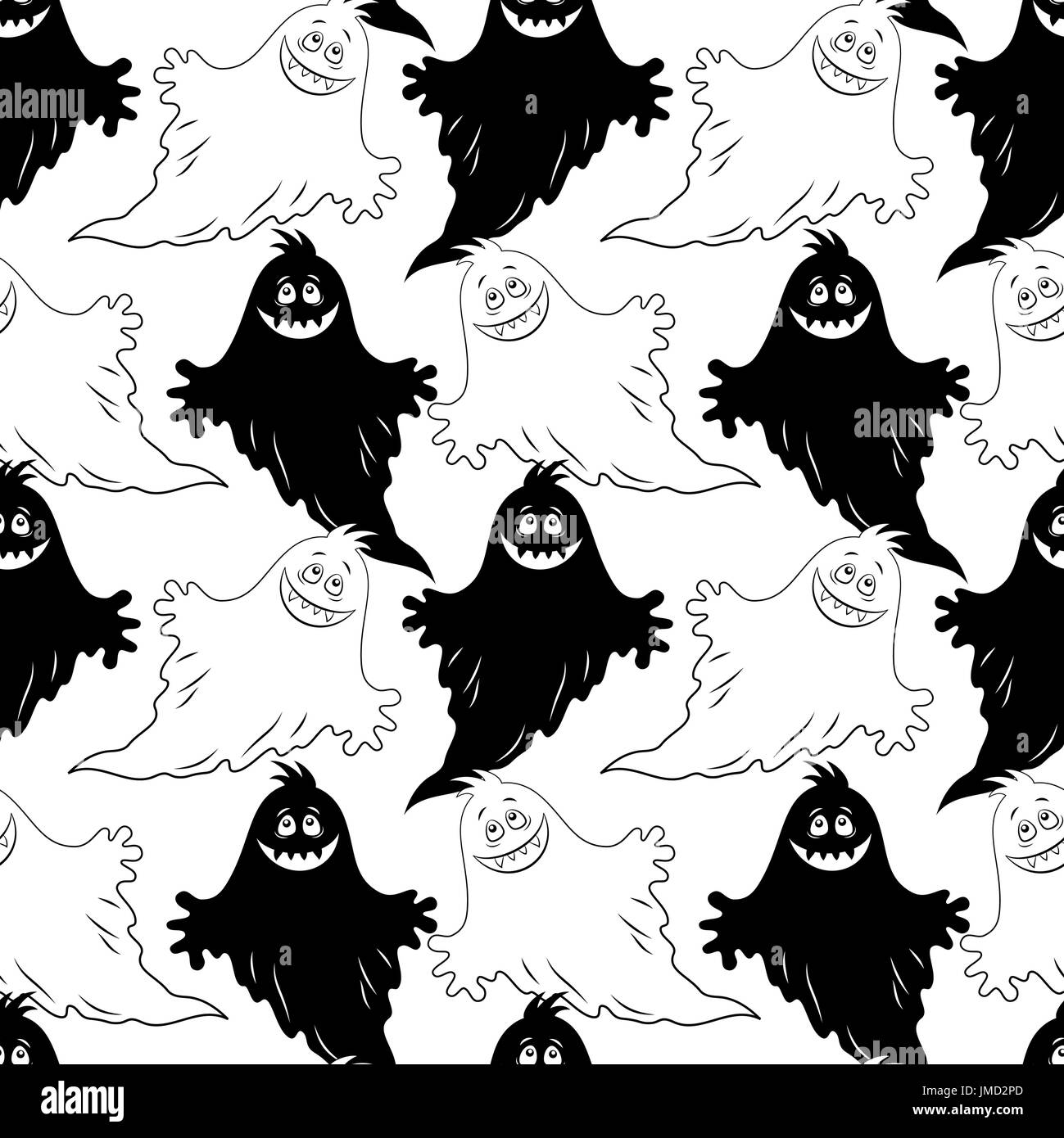Halloween ghost pattern spooky Black and White Stock Photos & Images ...