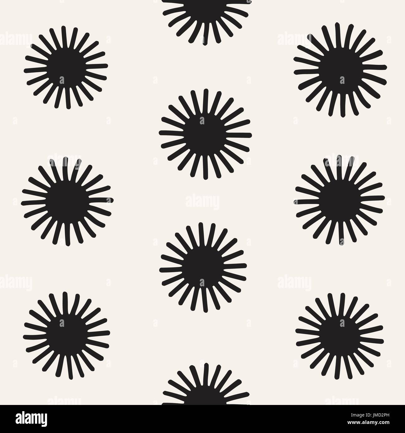 Vector seamless sunburst shapes freehand pattern. Abstract background ...