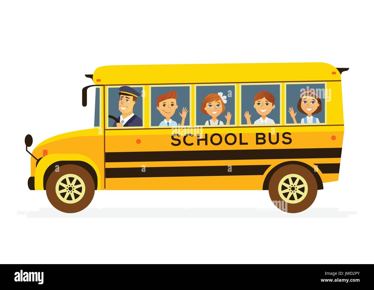 School Bus - characters of happy students in a vehicle Stock Vector ...