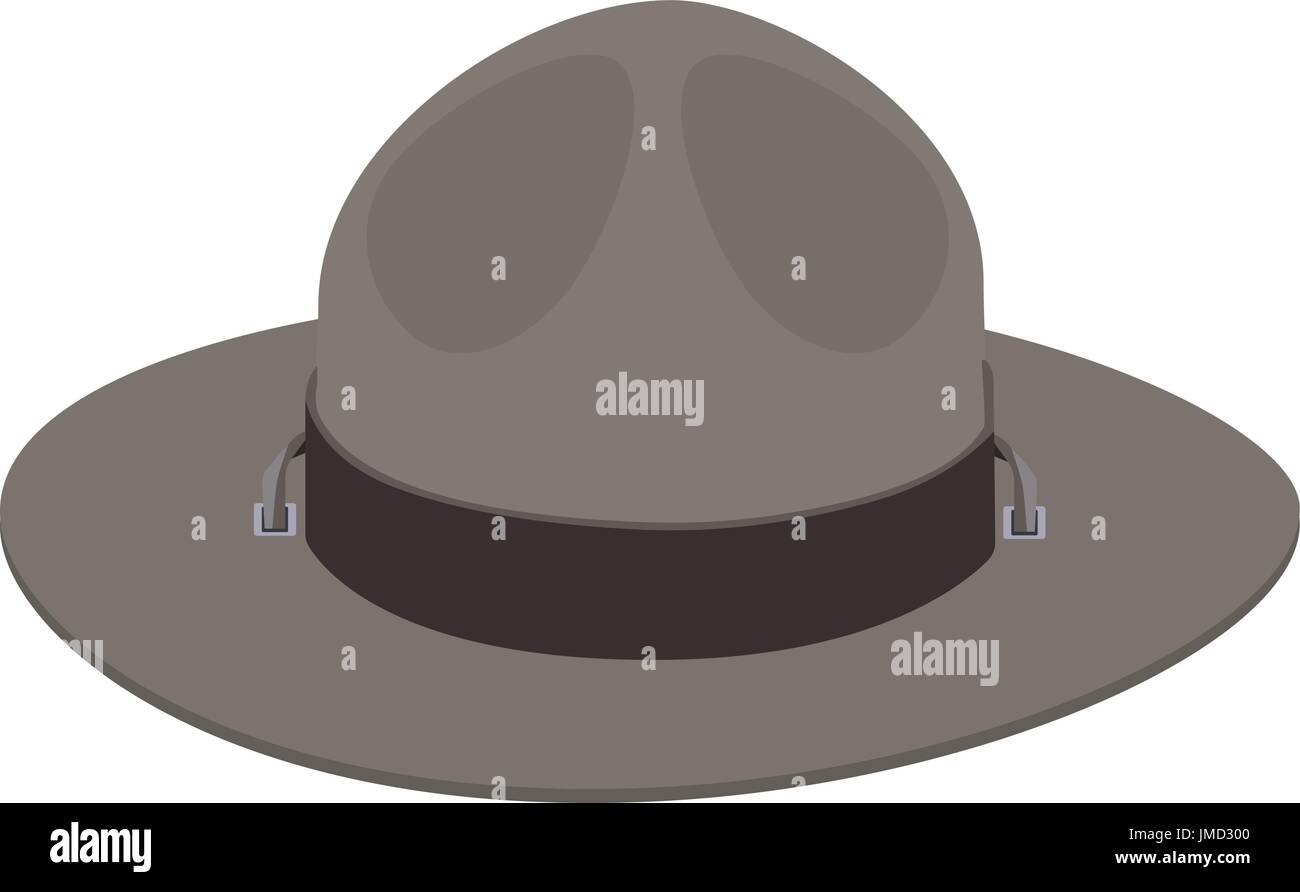 Vector illustration ranger uniform hat. Khaki green camp scout hat ...