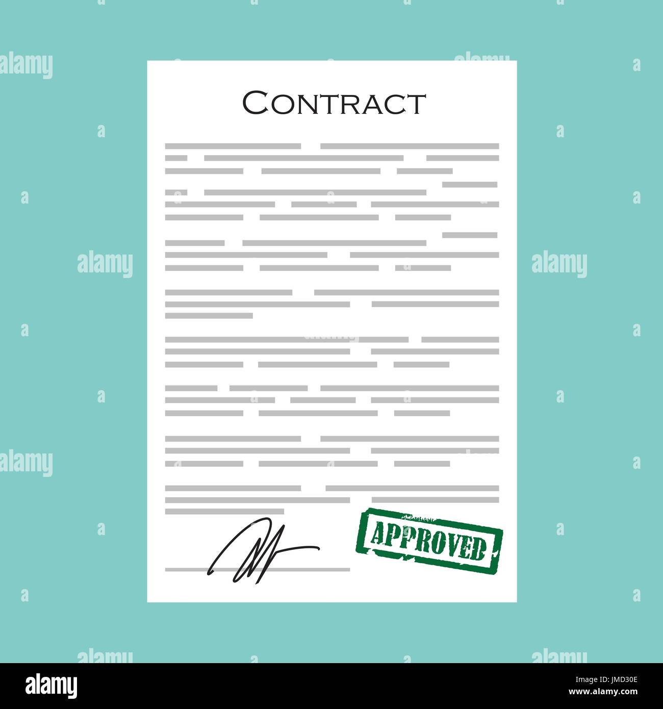 Business contract with signature and green stamp approved vector ...
