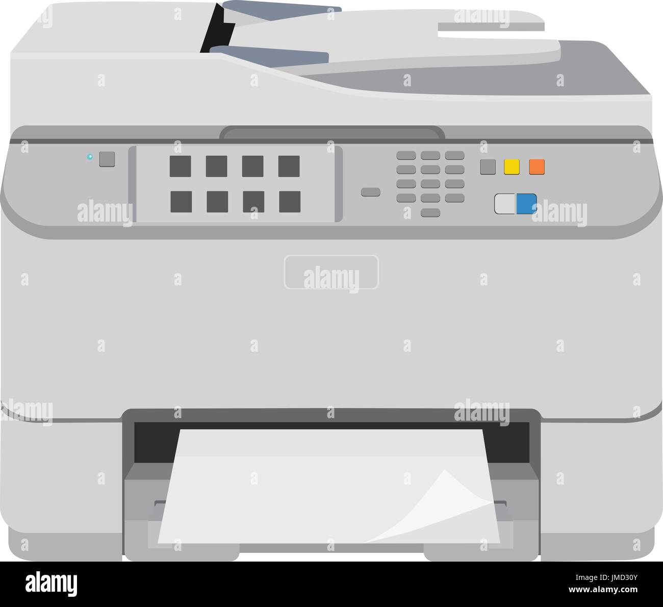 Vector illustration realistic printer and scanner. Printer flat icon ...