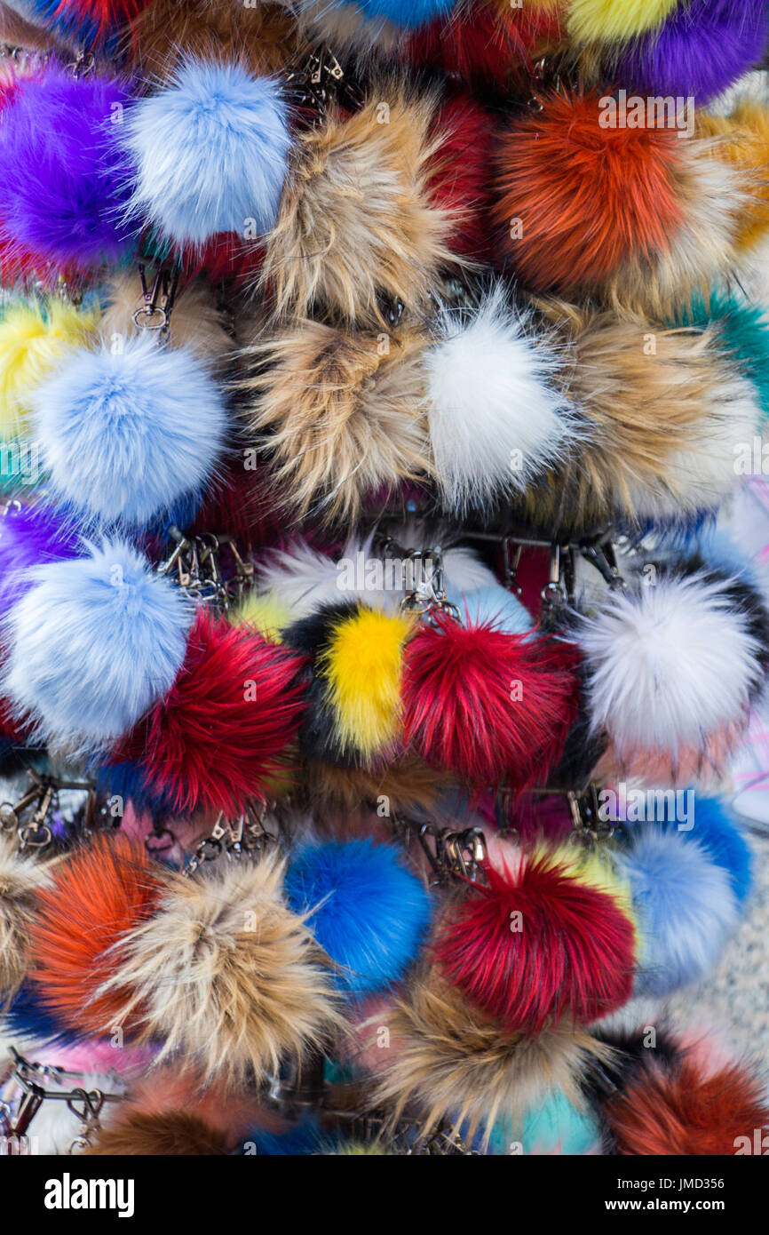 Set of the colorful pompoms in the bazaar Stock Photo - Alamy