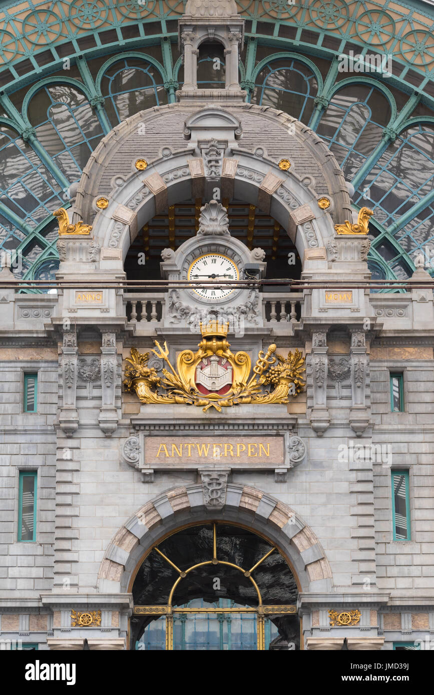 ANTWERP, BELGIUM - OCTOBER 2, 2016: Baroque interior of the central ...