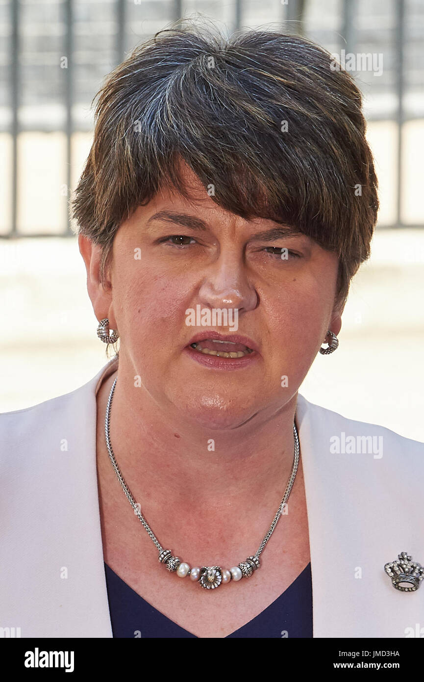 DUP Leader Arlene Foster makes a statement outside Downing Street ...