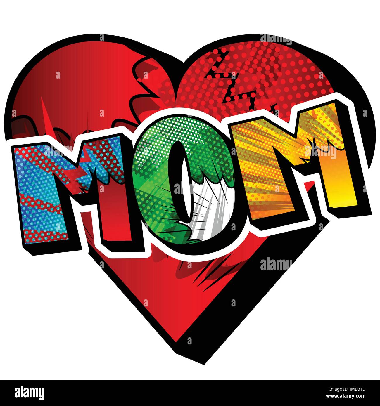 Mom - Comic book style word isolated on white background Stock Vector ...