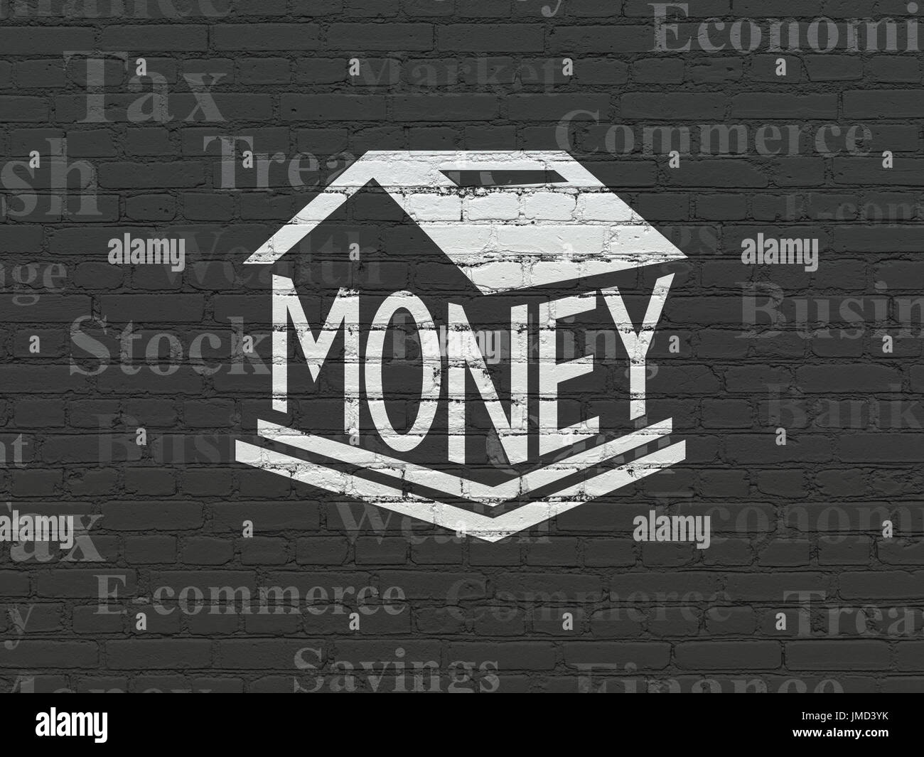 Currency concept: Money Box on wall background Stock Photo - Alamy