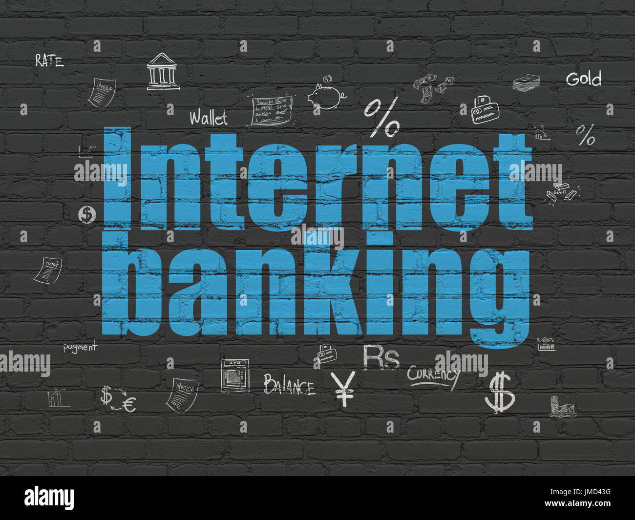 Money concept: Internet Banking on wall background Stock Photo - Alamy