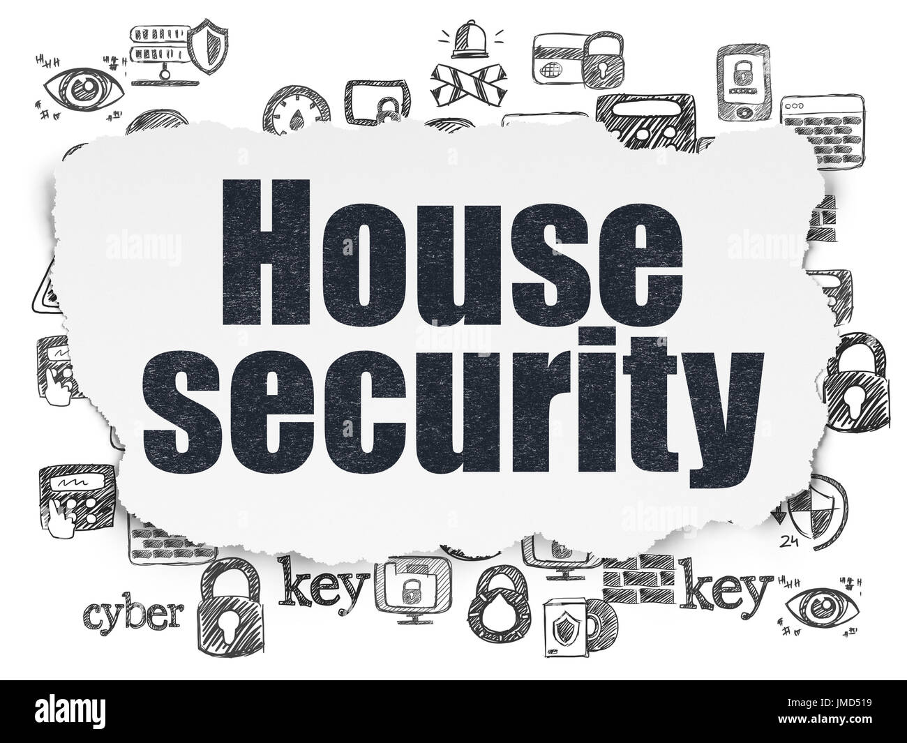 Protection concept: House Security on Torn Paper background Stock Photo ...