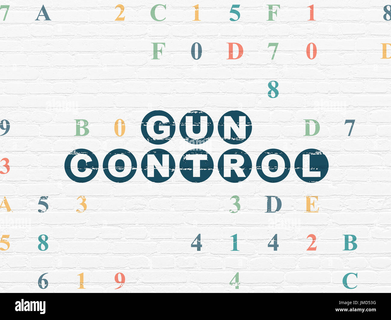 Safety concept: Gun Control on wall background Stock Photo - Alamy