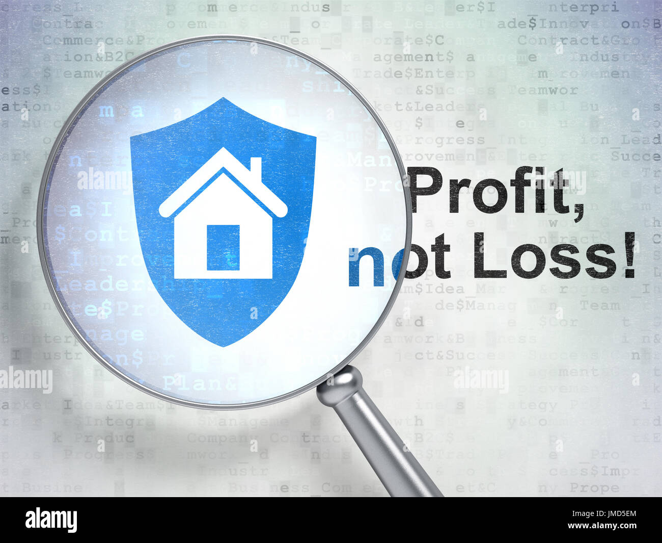 Business concept: Shield and Profit, Not Loss! with optical glass Stock ...