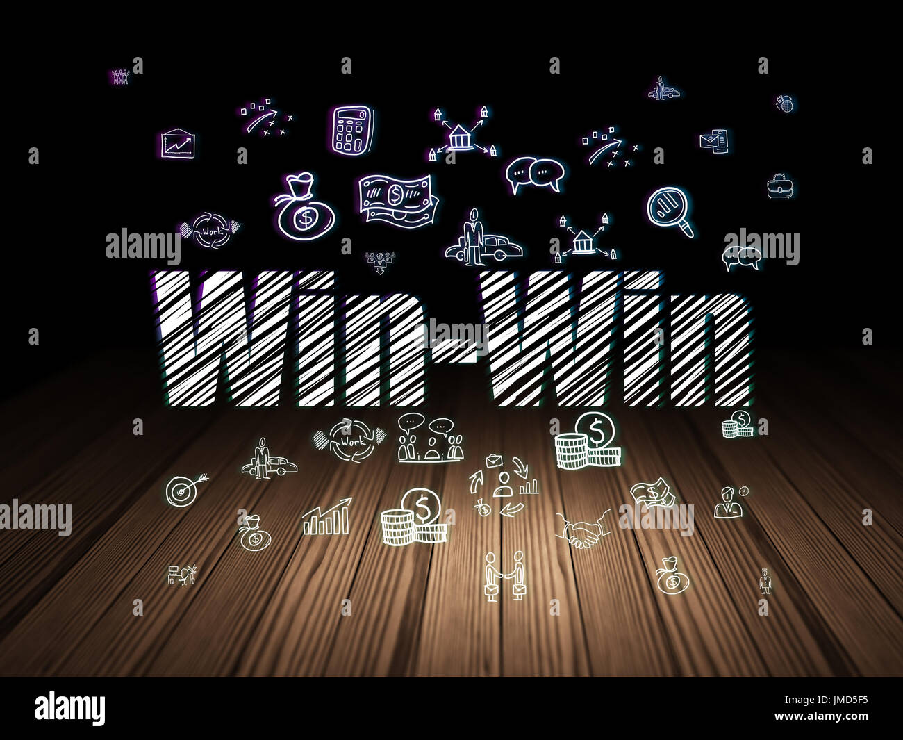 Business concept: Win-Win in grunge dark room Stock Photo - Alamy