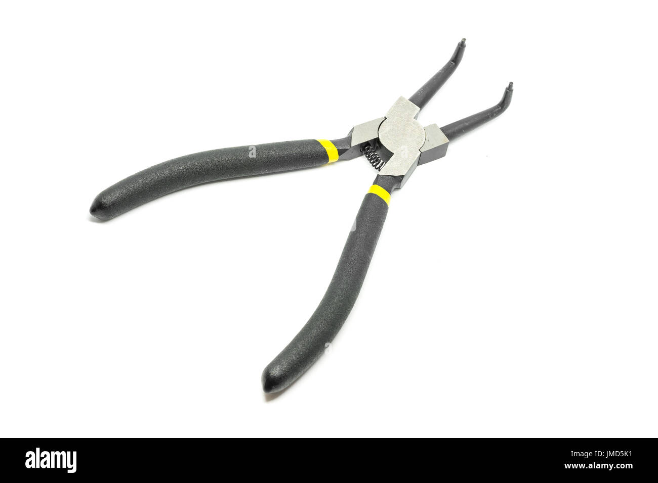 Black open and handled pliers on a white background.Tools series Stock ...