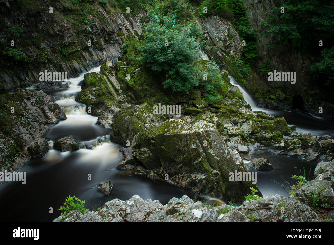 A long exposure of the beautiful Conwy Falls waterfall in Snowdonia ...