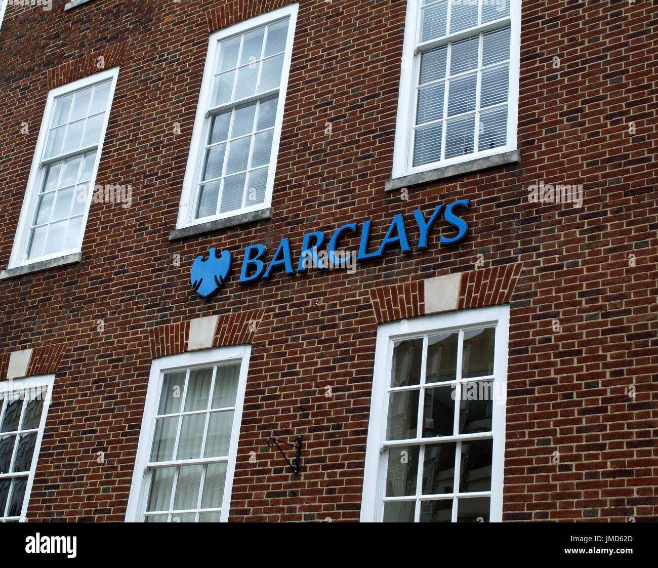 Barclays Bank signage on traditional red brick building in Hogh Street ...