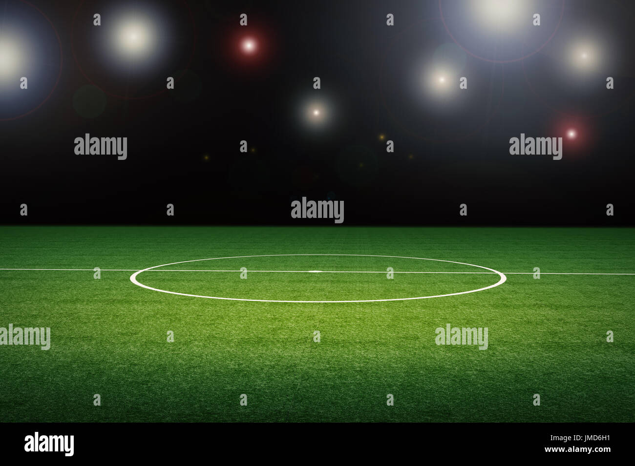 3d rendering empty soccer field with stadium at night Stock Photo - Alamy