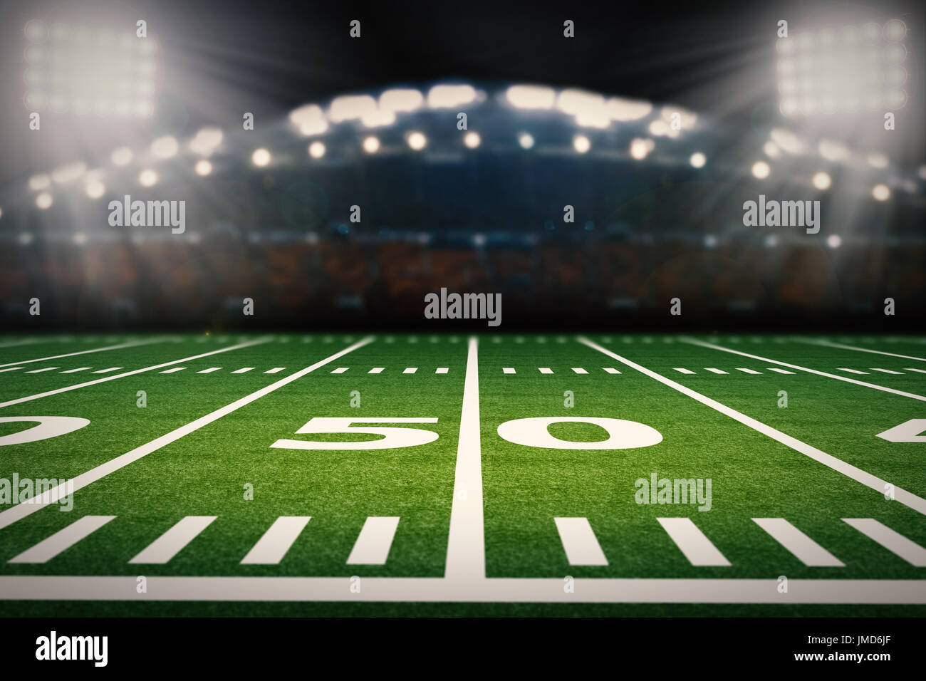 3d rendering empty american football field with stadium Stock Photo - Alamy