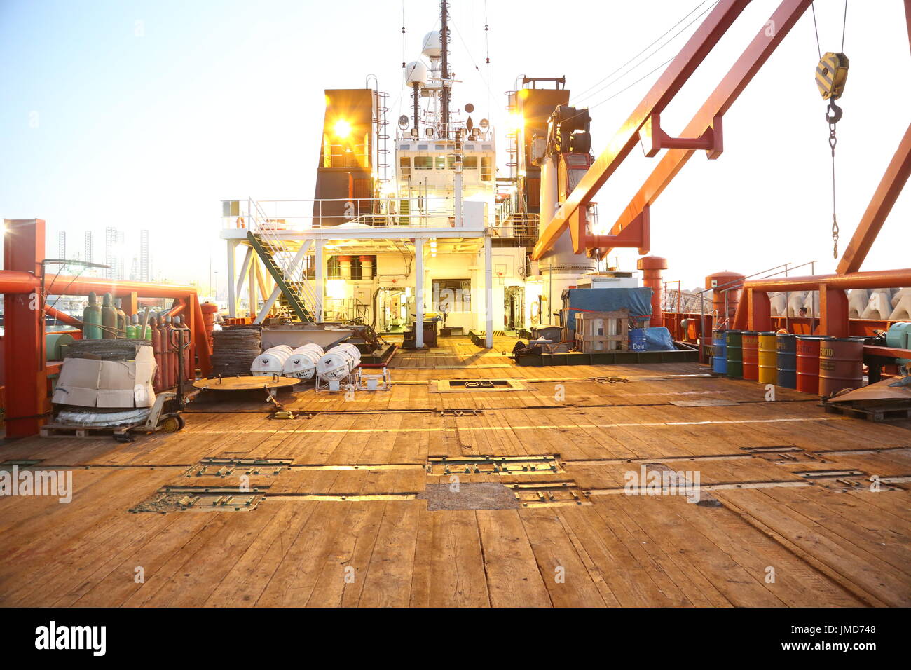 big red ship on the seashore side Stock Photo - Alamy
