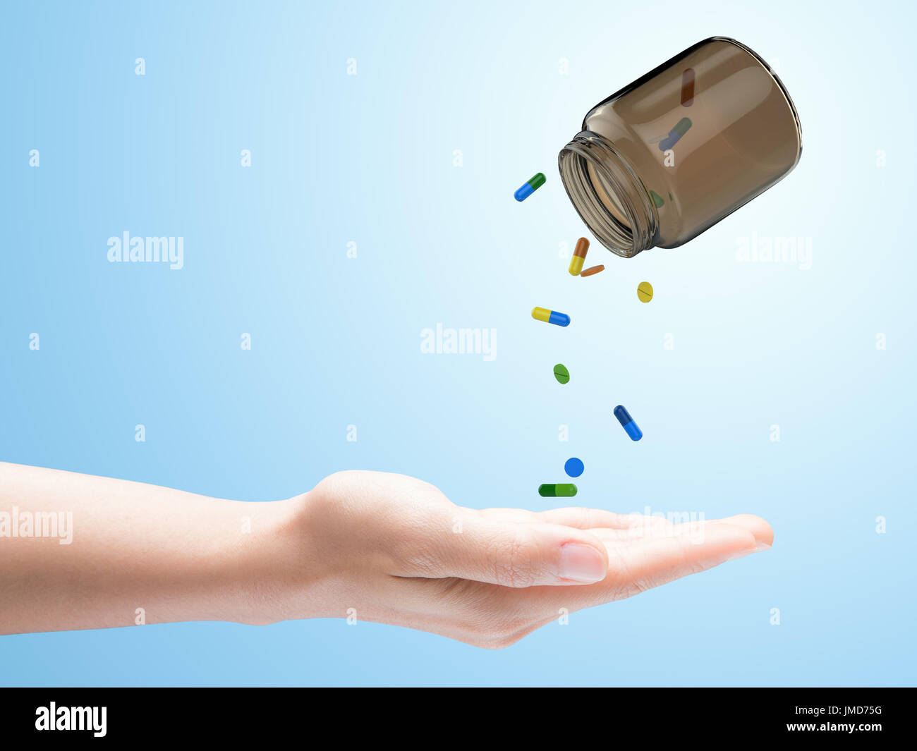 Pills spilling out of open container hi-res stock photography and ...