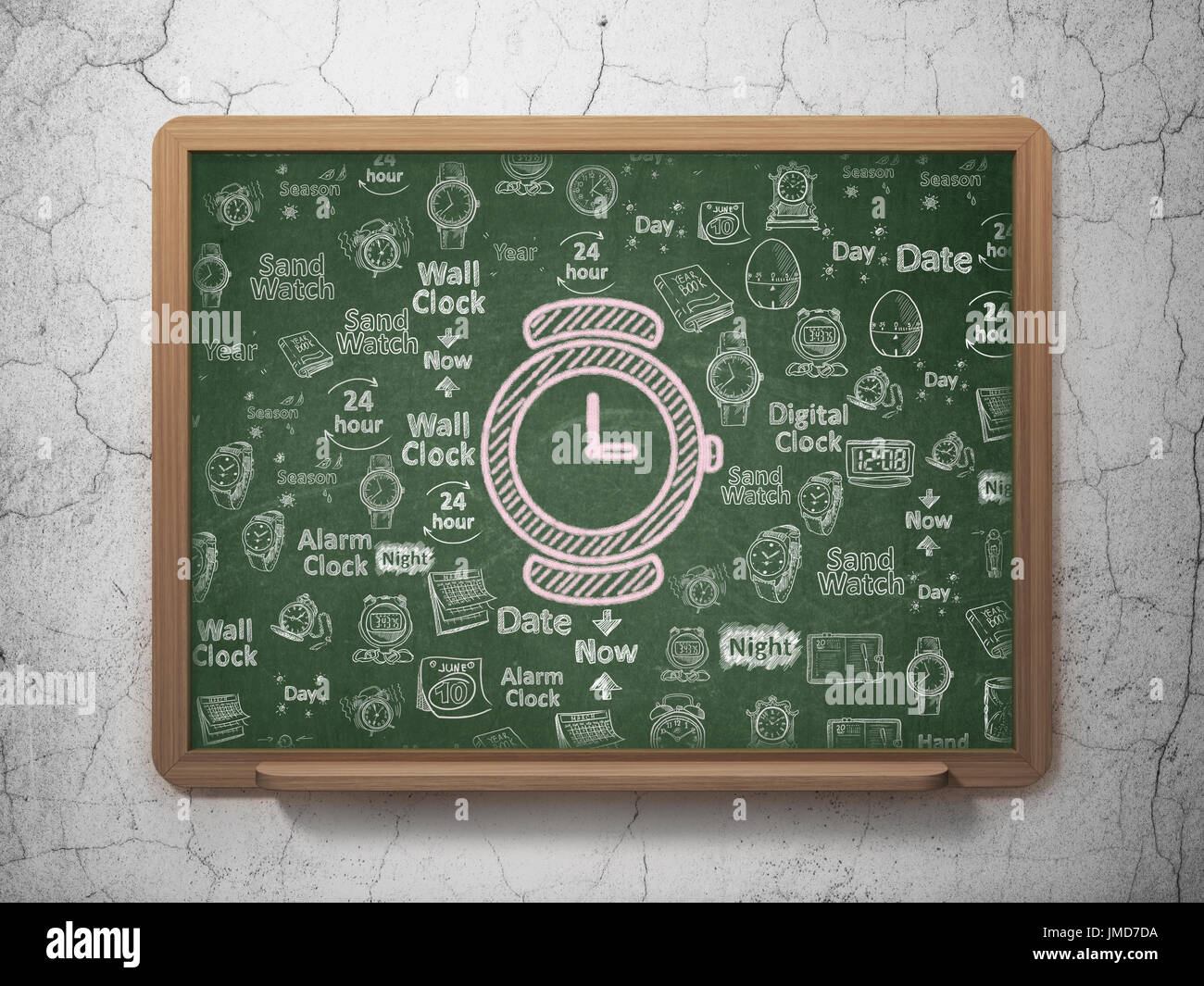 Timeline concept: Hand Watch on School board background Stock Photo - Alamy