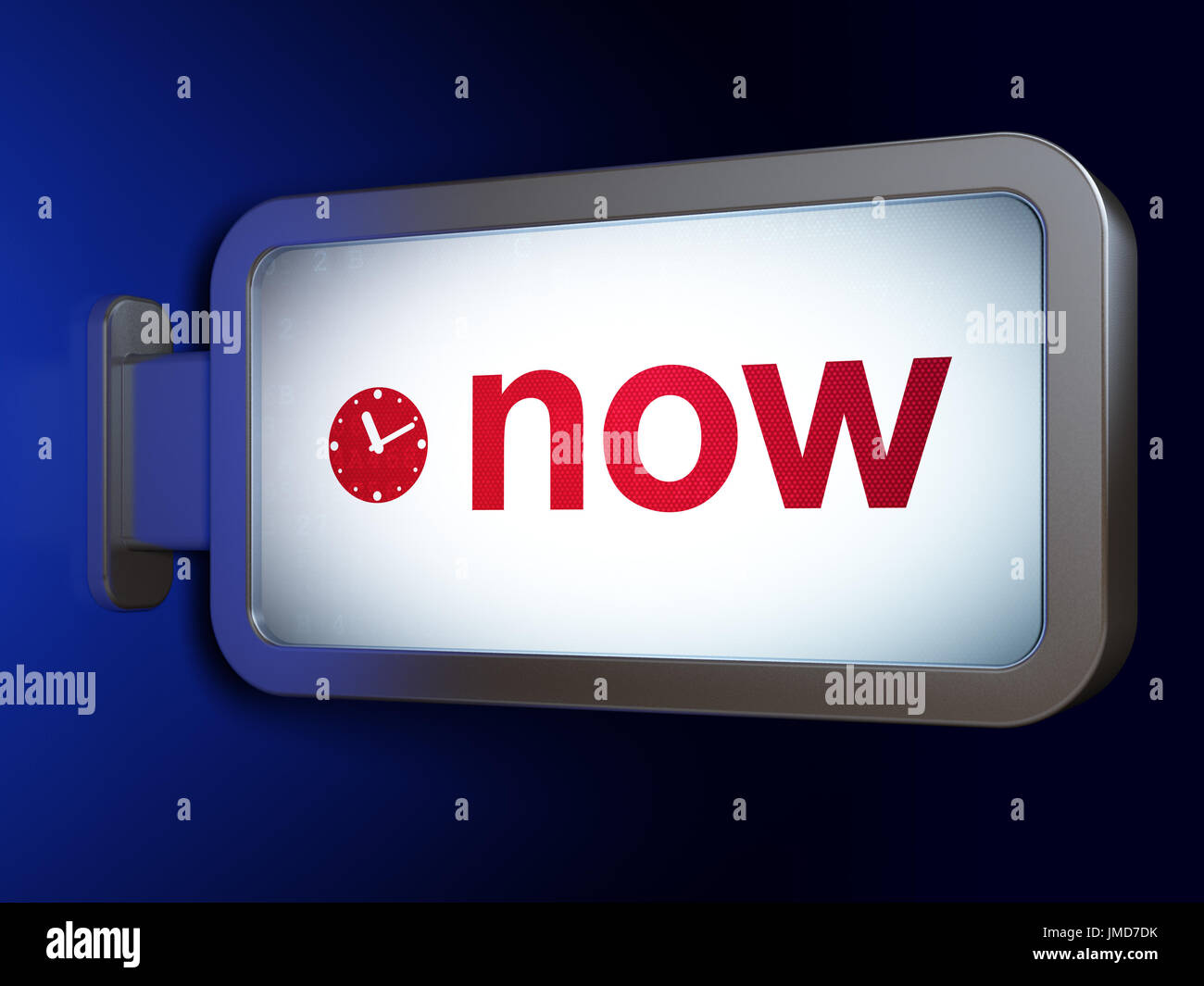 Timeline concept: Now and Clock on billboard background Stock Photo - Alamy