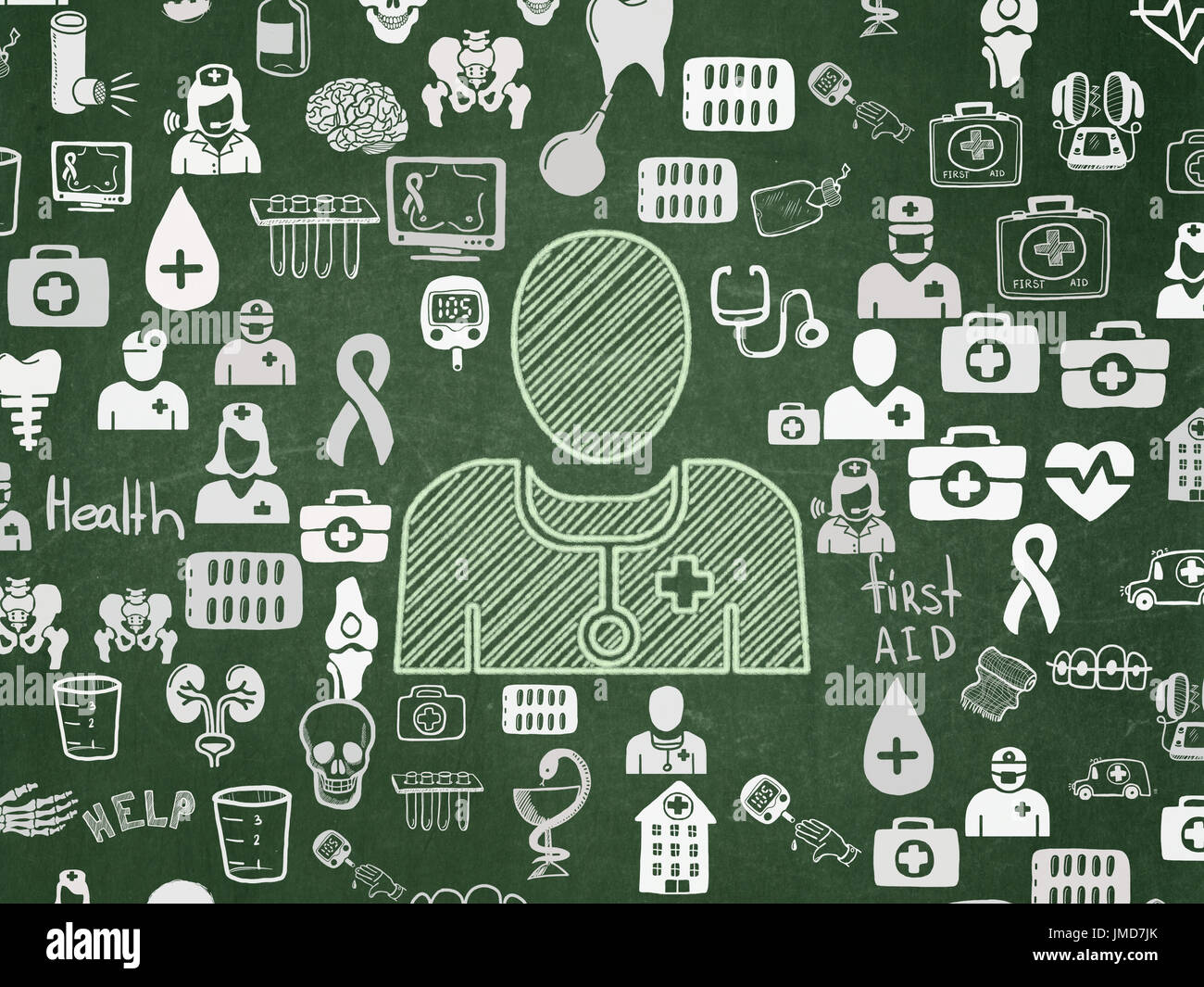 Healthcare concept: Doctor on School board background Stock Photo - Alamy