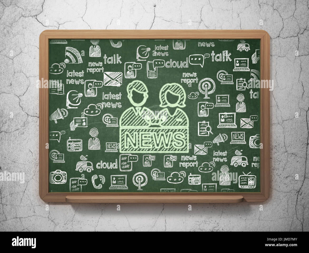 News concept: Anchorman on School board background Stock Photo - Alamy