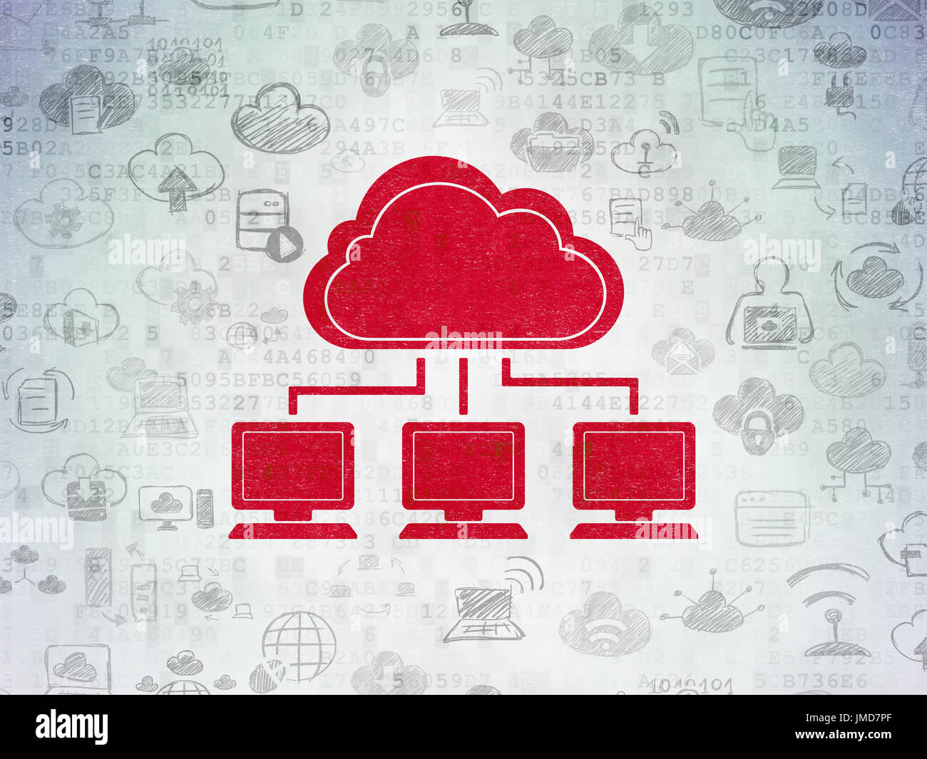 Cloud technology concept: Cloud Network on Digital Data Paper ...