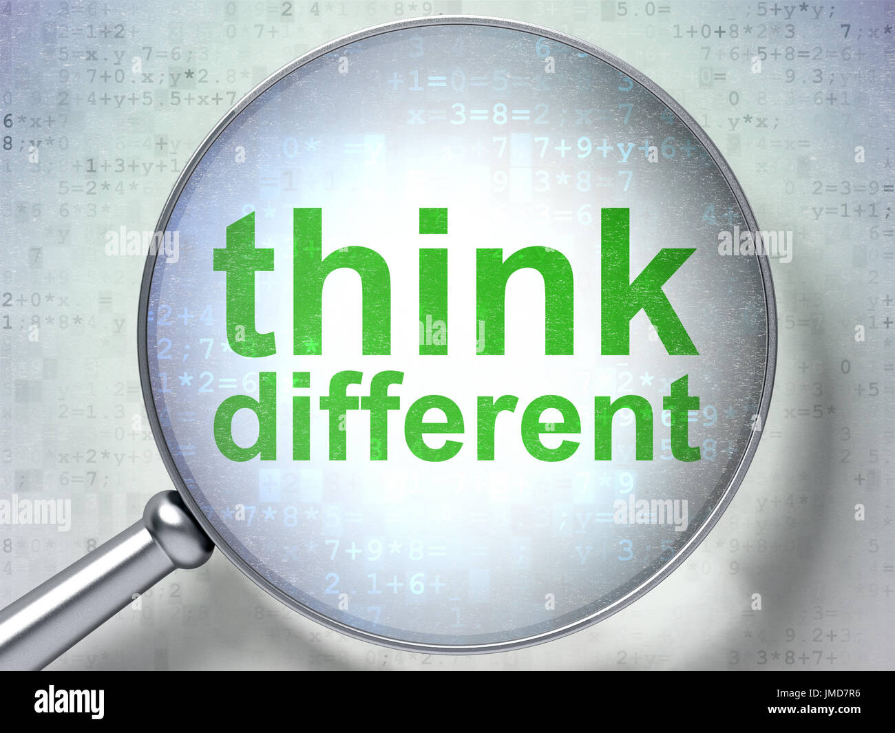 Studying concept: Think Different with optical glass Stock Photo - Alamy
