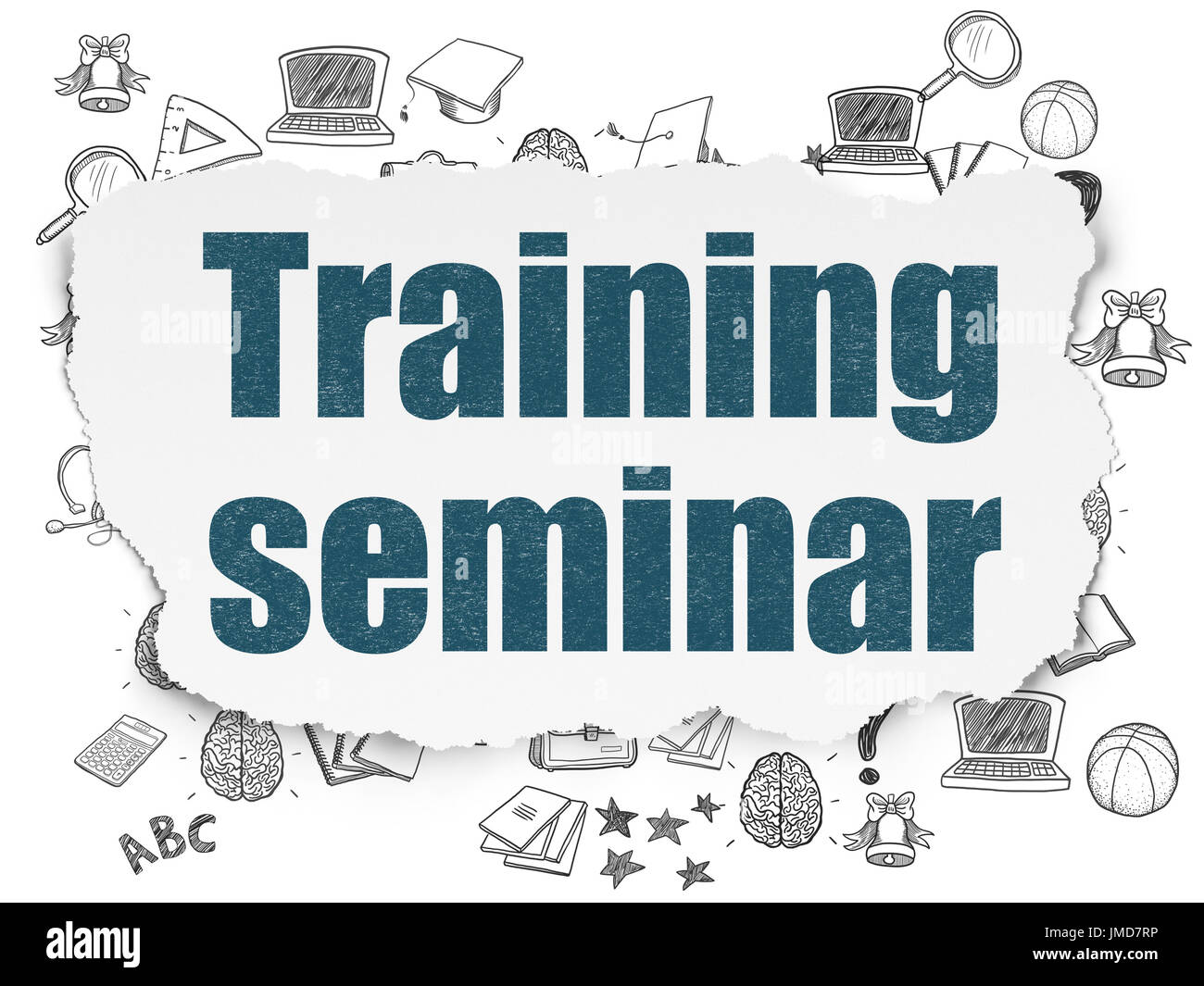 Education concept: Training Seminar on Torn Paper background Stock ...