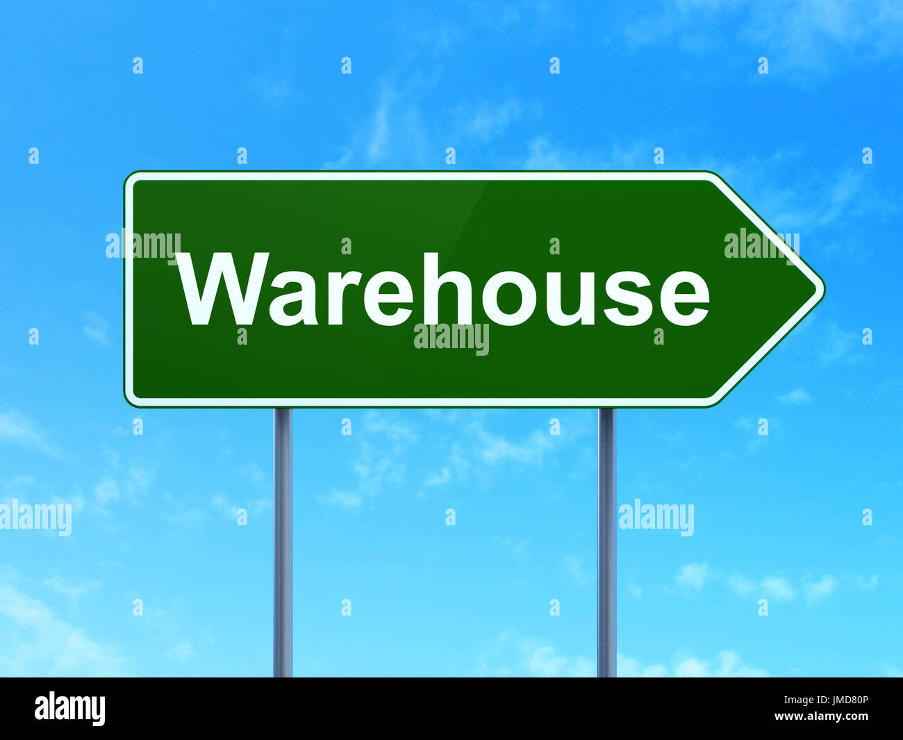 Industry concept: Warehouse on road sign background Stock Photo - Alamy