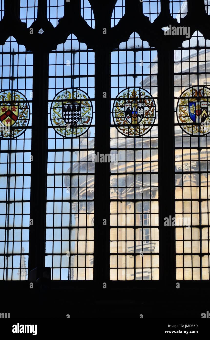 Oxford Camera through stained glass church window Stock Photo - Alamy