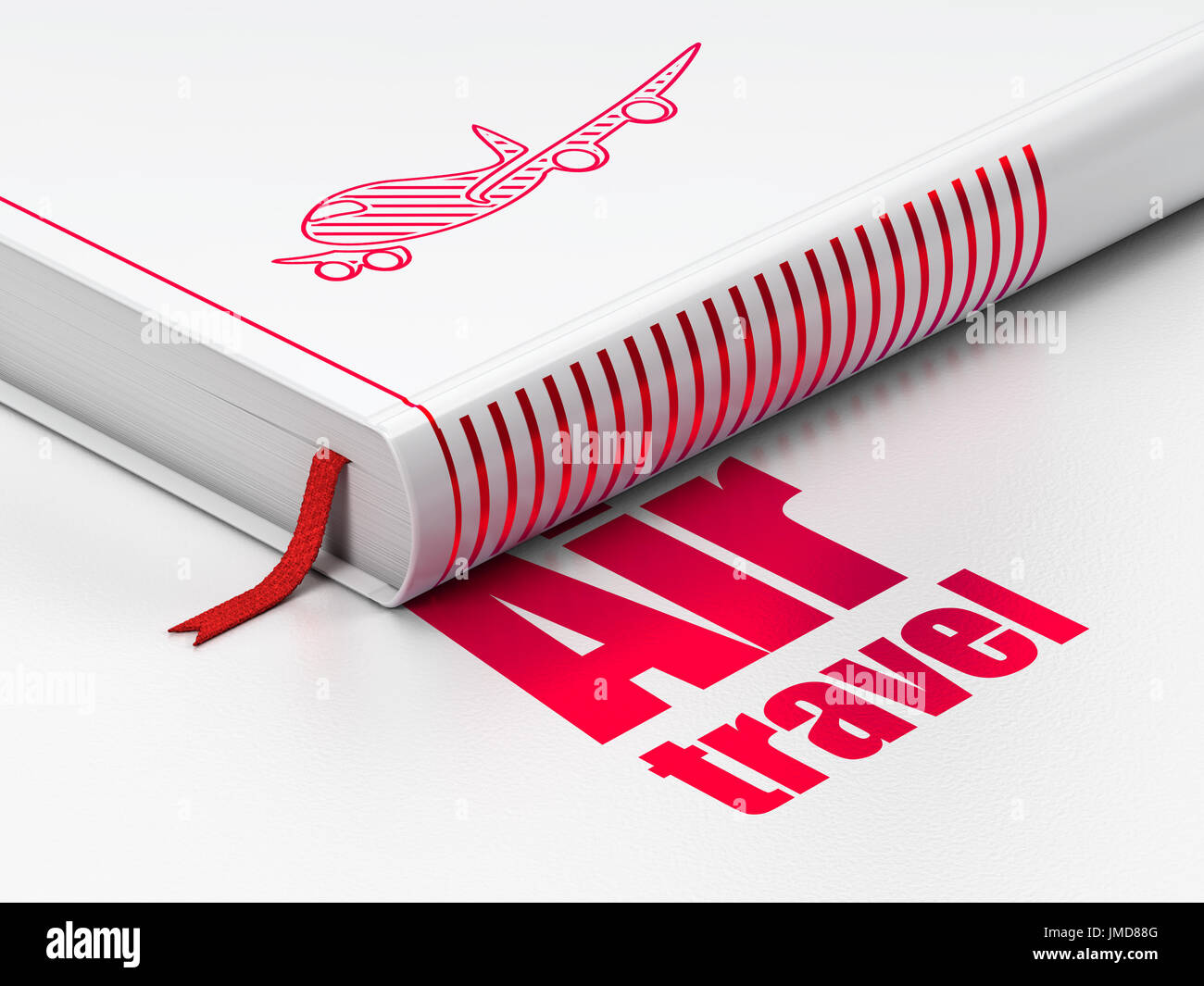 Vacation concept: book Airplane, Air Travel on white background Stock ...
