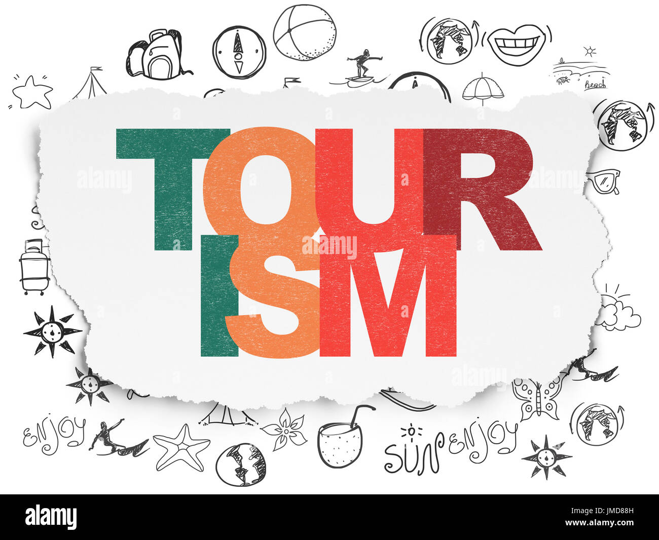 Tourism concept: Tourism on Torn Paper background Stock Photo - Alamy